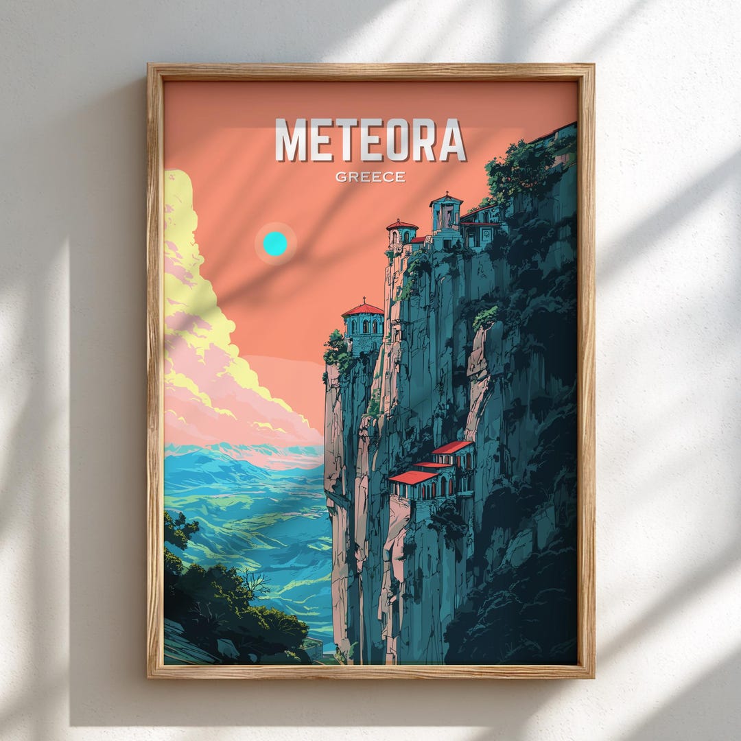 Meteora Greece Print | Thessaly Monastery Art - Etsy