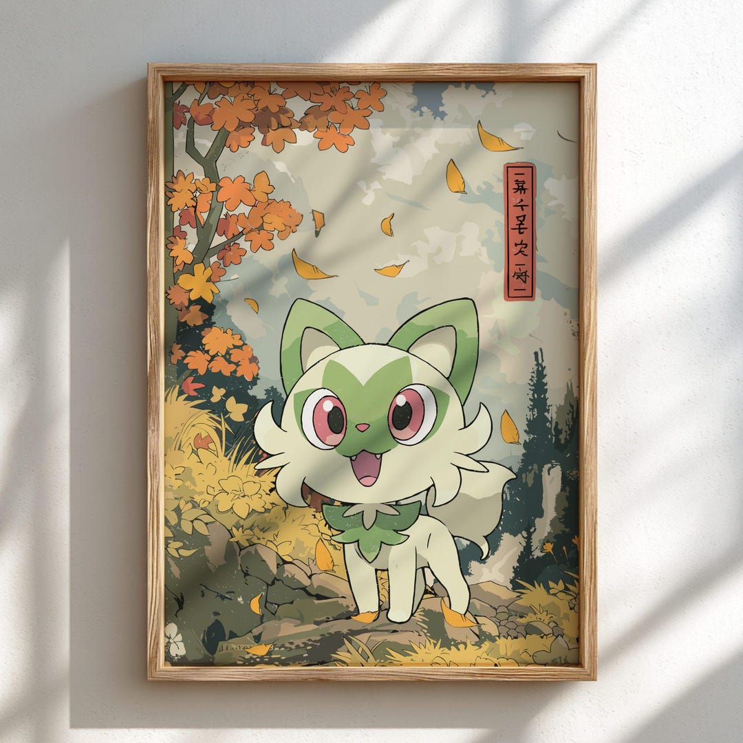 Sprigatito Japanese Poster | Pokemon Wall Art Print - Etsy