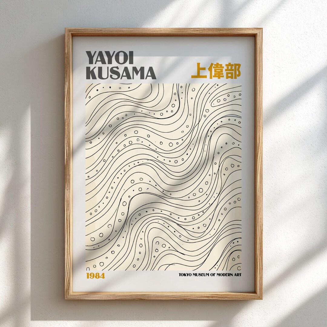 Yayoi Kusama Abstract Wave Lines With Dots Art Print | Modern ...