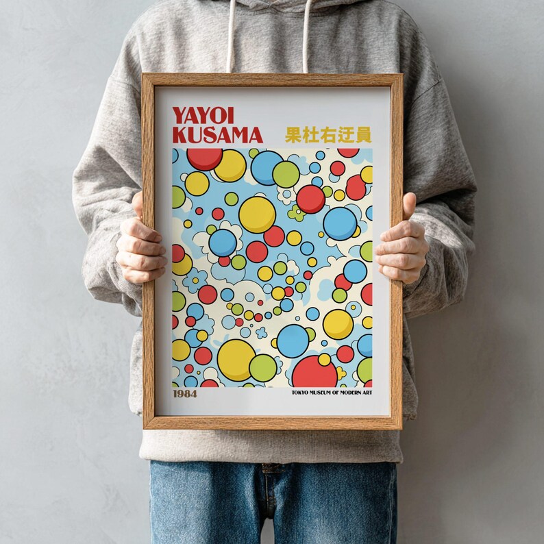 Yayoi Kusama Cartoon Dot Universe Modern Wall Art | Colorful Dots ...