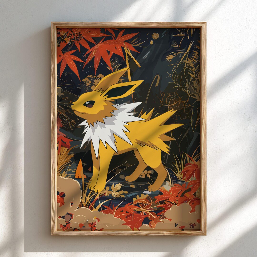 Jolteon Japanese Poster | Pokemon Wall Art Print - Etsy