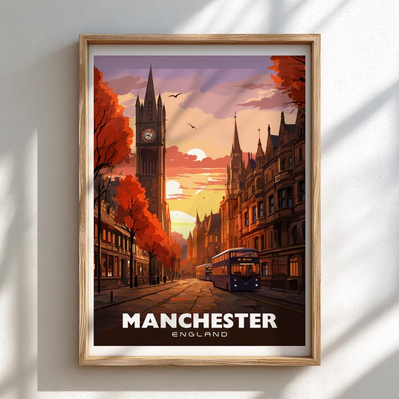 Manchester Skyline Poster - Etsy