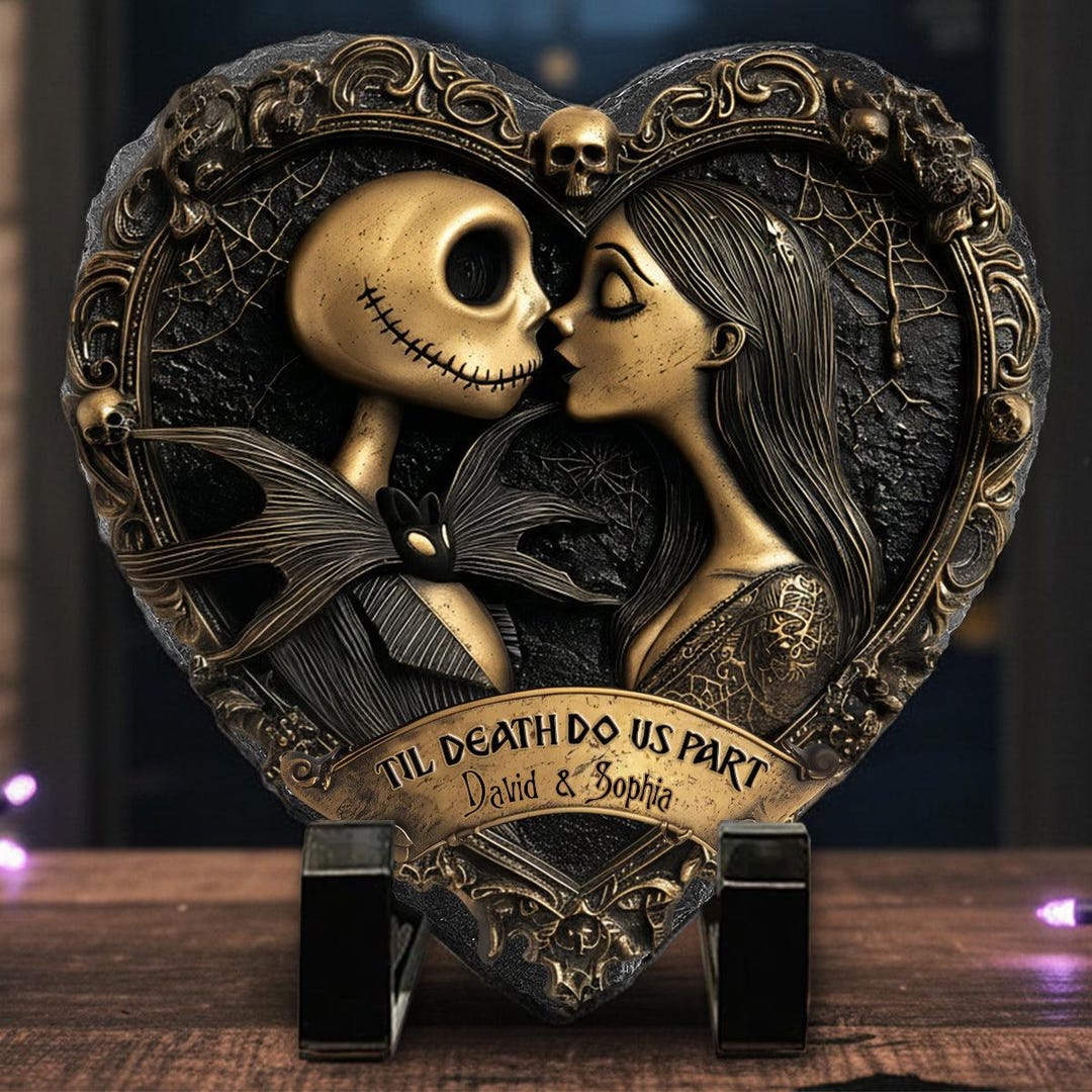 Jack & Sally Couple Stone Plaque, Dark Romance Gift, Custom Couple ...