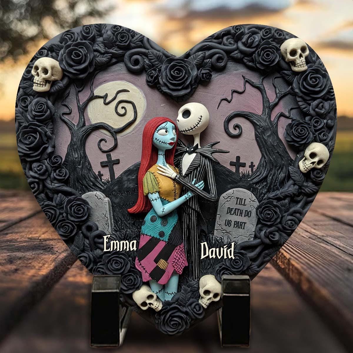 Jack & Sally Couple Stone Plaque, Dark Romance Gift, Custom Couple ...