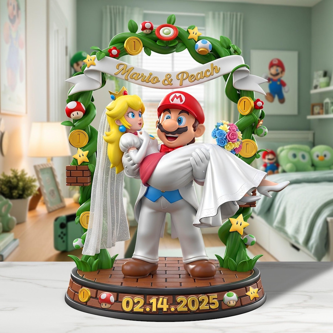 Mario and Peach Wedding Acrylic Plaque, Gamer Couple Keepsake - Etsy