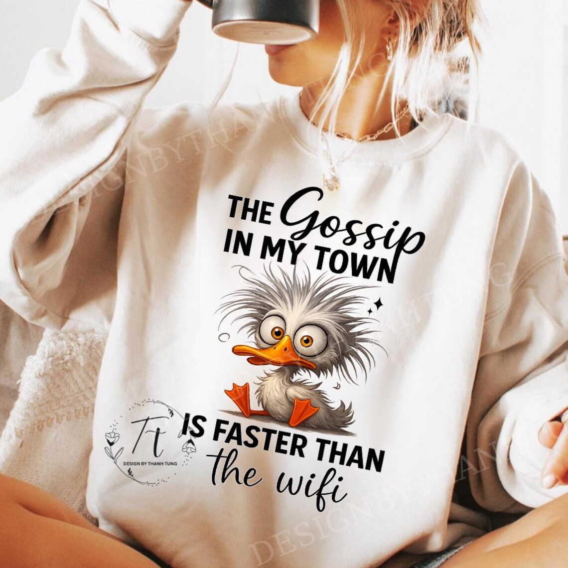 Funny Duck Quote PNG Combo | Gossip Faster Than Wifi | 2 Styles ...