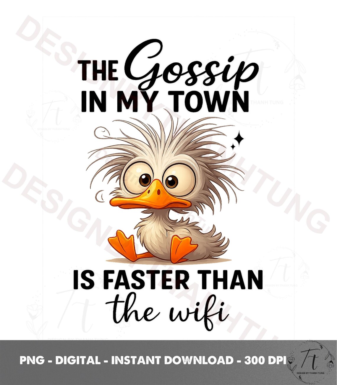 Funny Duck Quote PNG Combo | Gossip Faster Than Wifi | 2 Styles ...