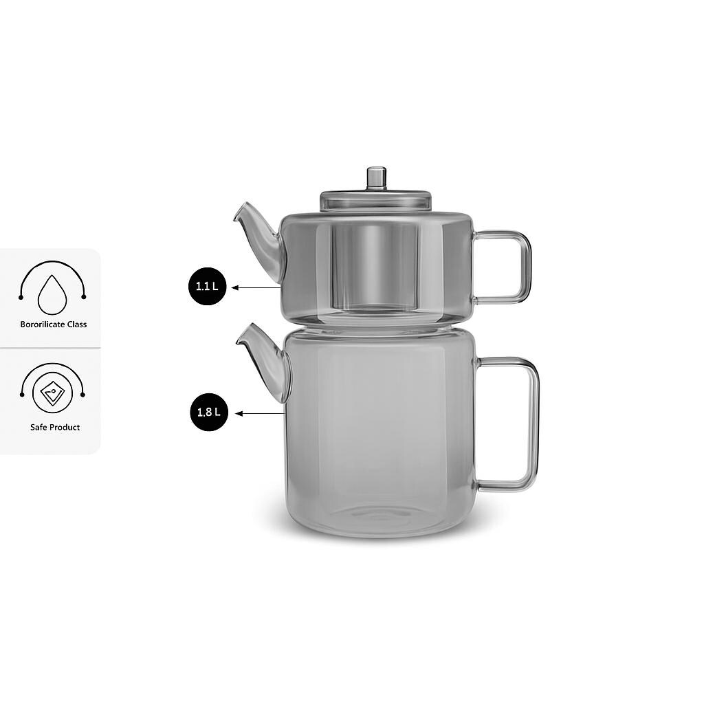 Turkish Style Glass Teapot Set: Borosilicate Double Tea Kettle With ...