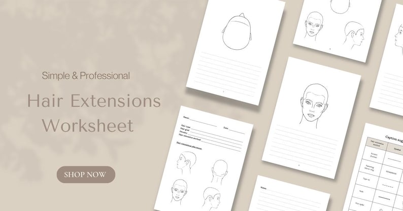 Hair Extension Technical Sheet | Head Diagram Template | Digital PDF ...
