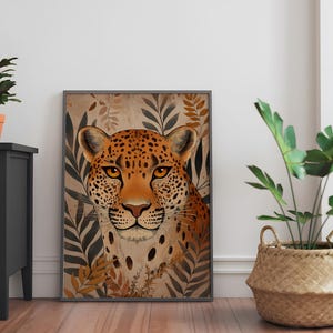 Boho Leopard Illustration Wall Art – Modern Tribal Patterns, Warm ...