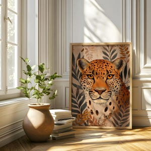 Boho Leopard Illustration Wall Art – Modern Tribal Patterns, Warm ...