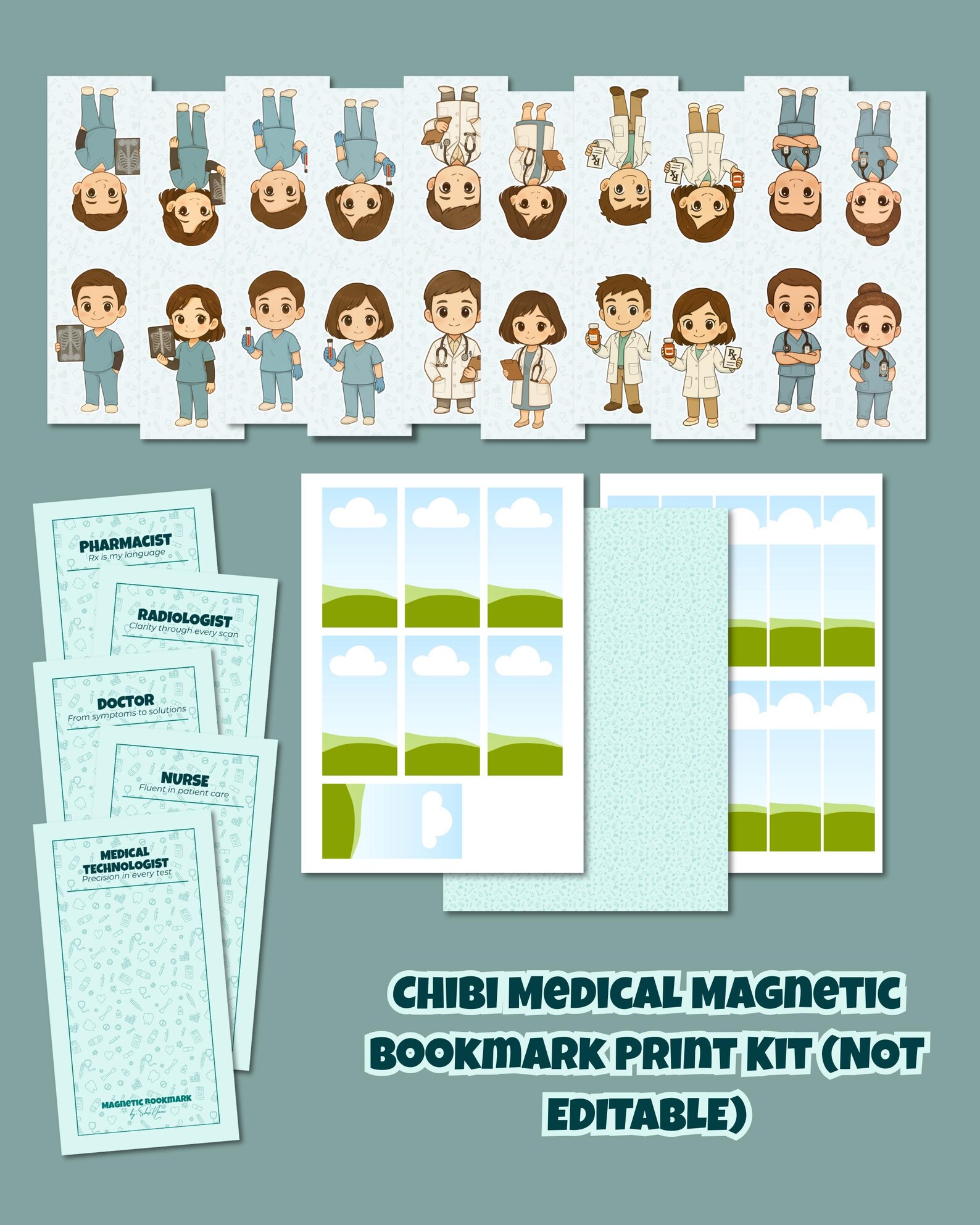 Printable Chibi Magnetic Bookmarks Kit: Ai-generated Art (digital ...