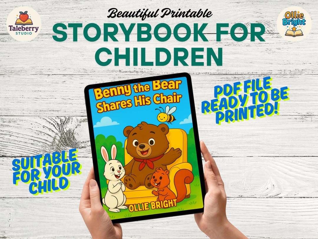 Benny the Bear Shares His Chair – Printable Kids Storybook PDF Ages 3–7 ...