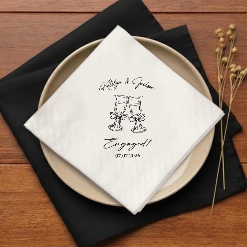 Personalized Engagement Party Napkins, Engaged Wedding Napkins ...