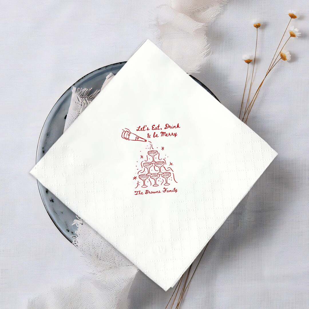 Lets Eat Drink and Be Merry Napkins, Custom Wedding Napkins ...