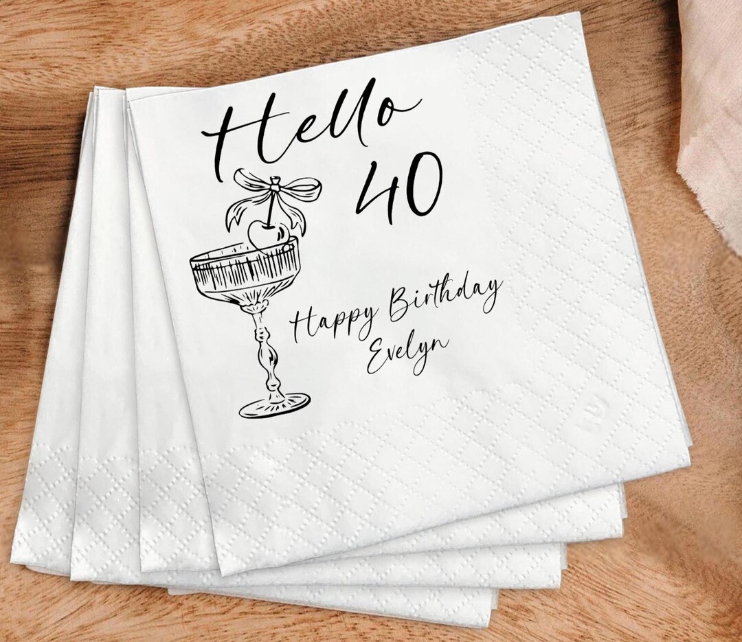 30th Birthday Napkins, Hello Fourties Party Decor, Tapestry Cocktail ...