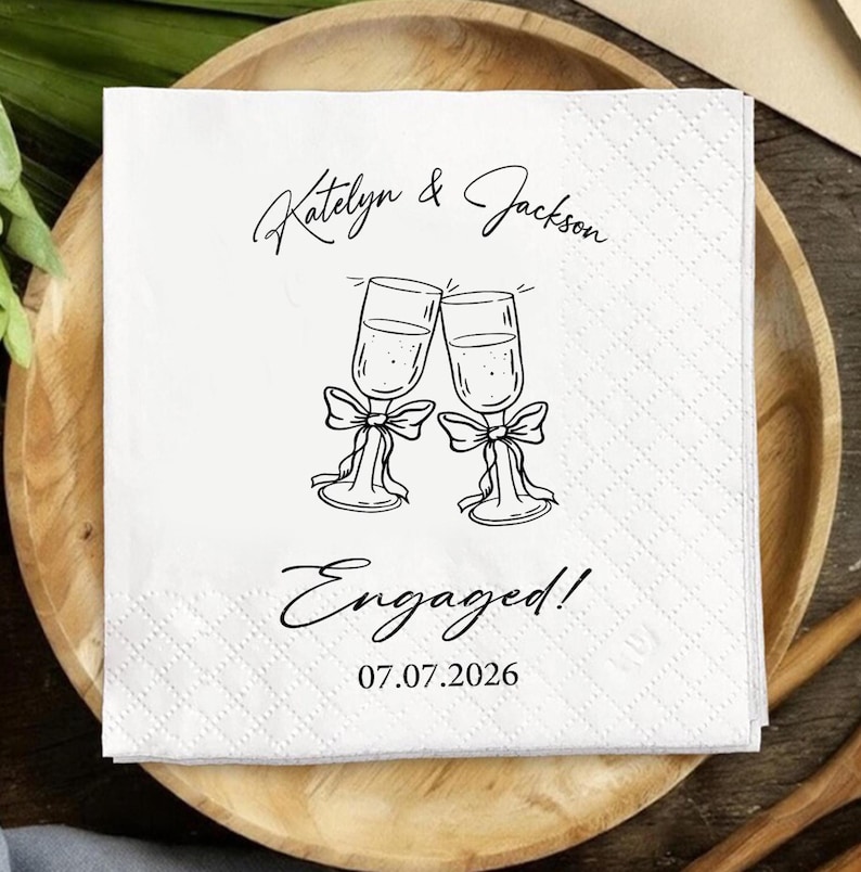 Personalized Engagement Party Napkins, Engaged Wedding Napkins ...