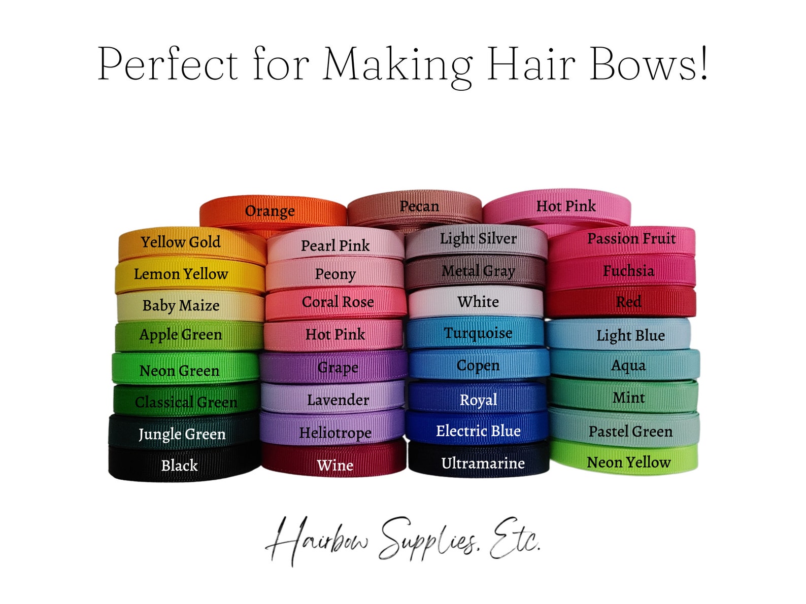 Grosgrain Ribbon by the Yard, Cheer Ribbon for Bows, Hair Ribbon, Solid ...