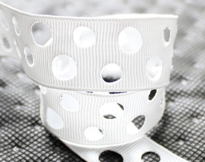 White Ribbon With Circle Cutouts 5 Yards 7/8 Inch Printed - Etsy