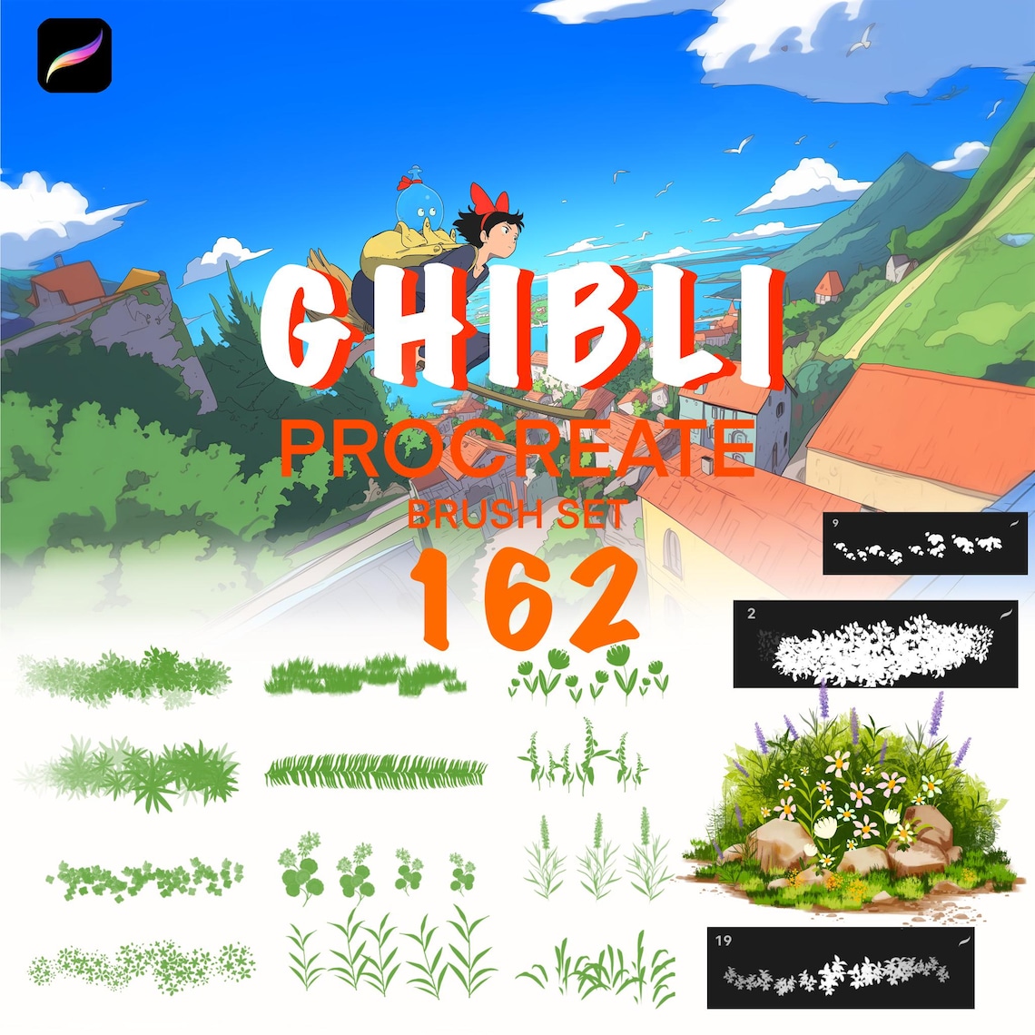 Ghibli Procreate Brush Set: 162 Nature & Fantasy Art Brushes (digital ...