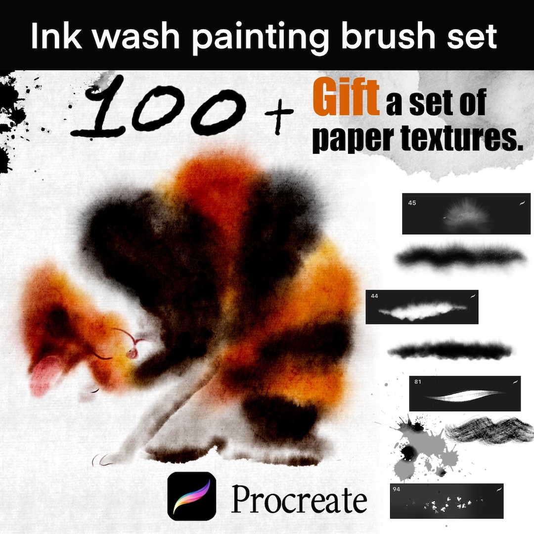 Procreate Chinese Ink Brush Set: 100 Art Master Oriental Painting ...