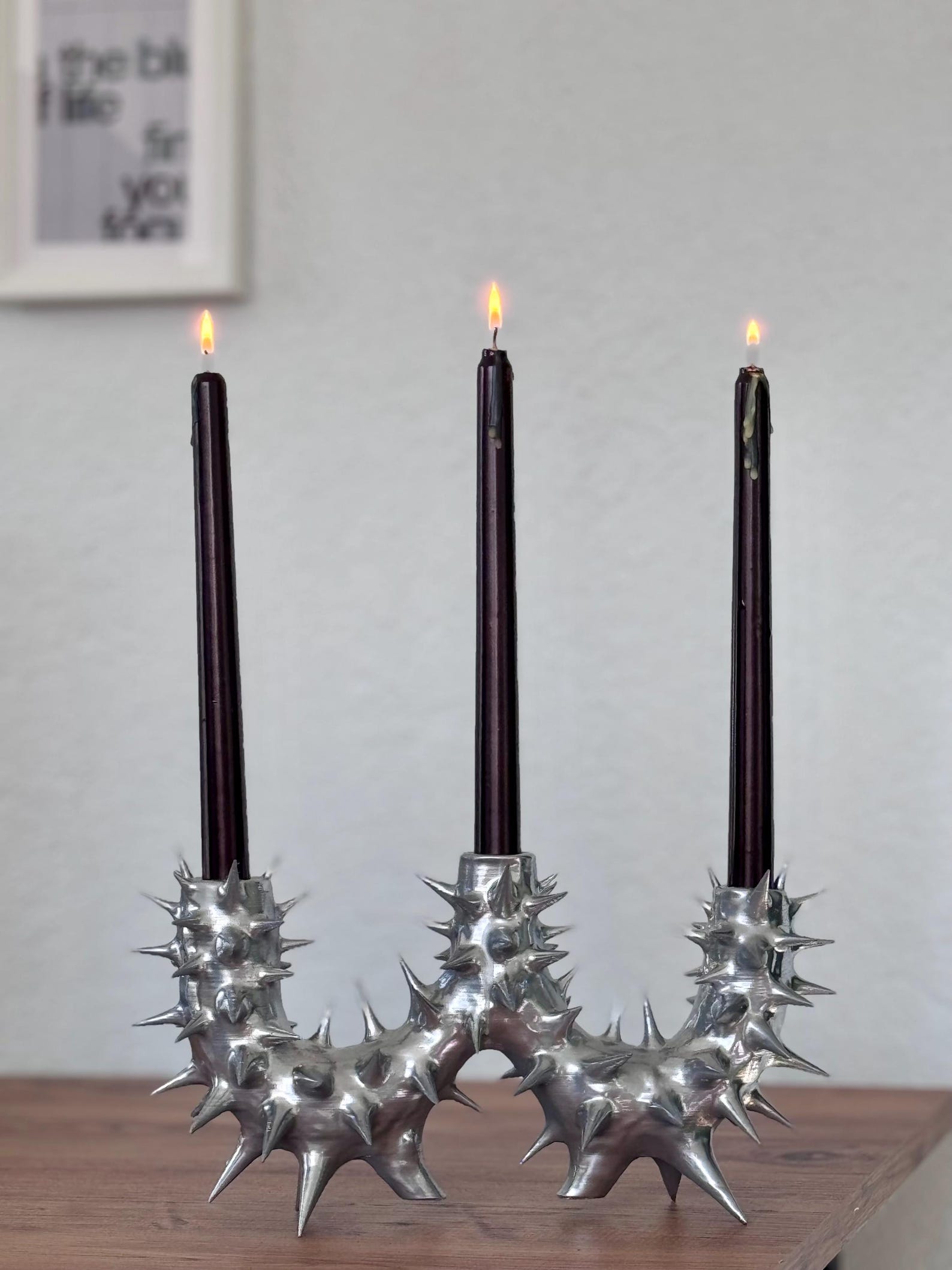 Thorn Candle Holder-chrome Finish-triple Candle Holder for Medieval ...