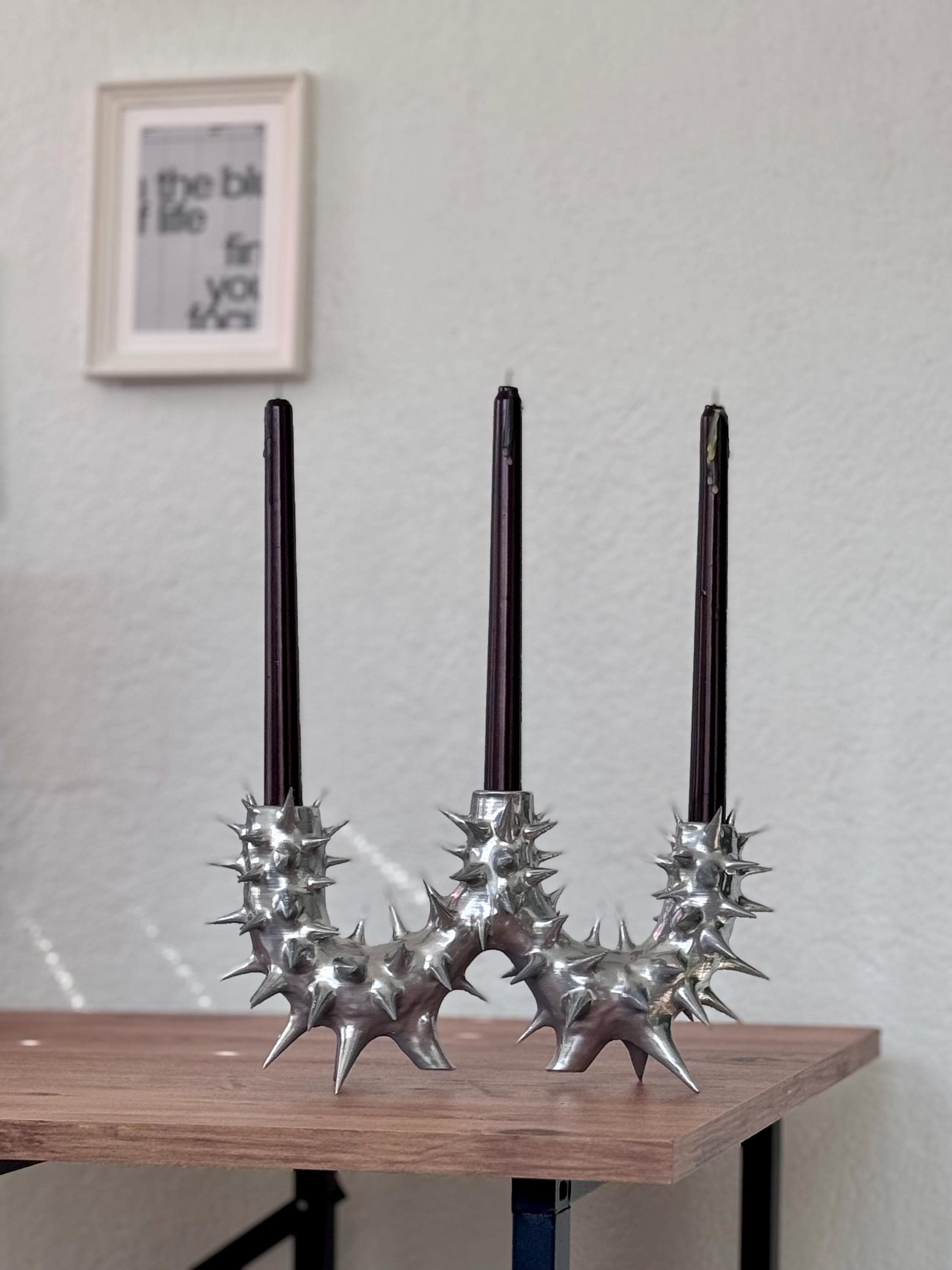 Thorn Candle Holder-chrome Finish-triple Candle Holder for Medieval ...