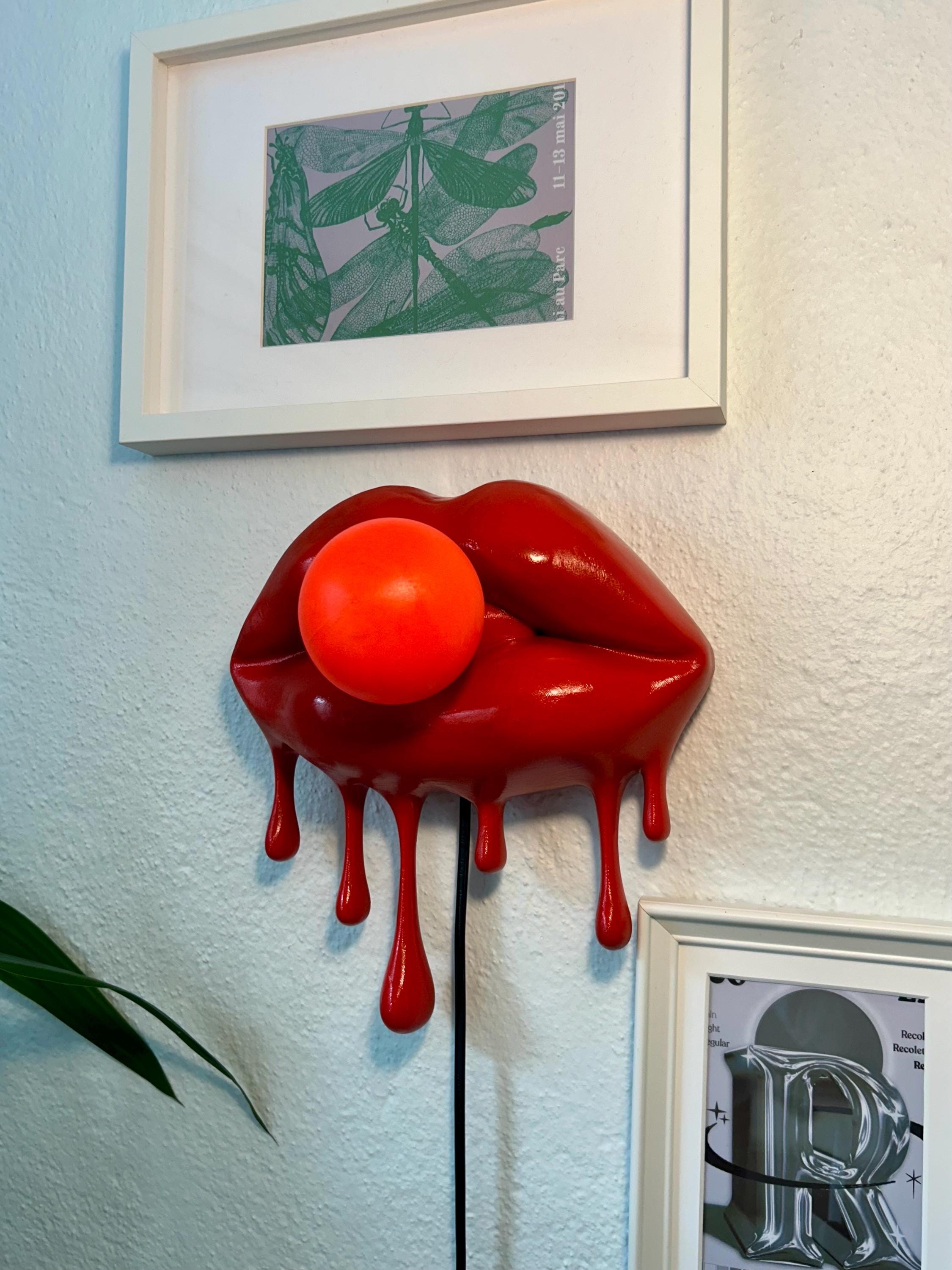 Disco Ball Dripping Lips Wall Lamp – Mirror Mosaic Pop Art Plug-in Wall ...