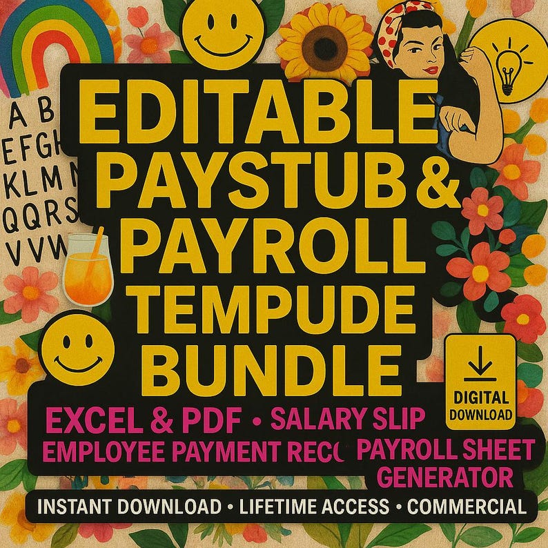 Editable Paystub Templates Pack | Excel & PDF Payroll Sheet ( Digital ...