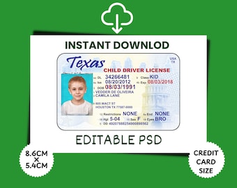 Editable Pretend Play Usa Driver License for Kids, California Driving ...