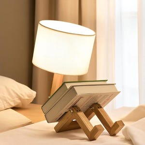 Quirky Wooden Man Table Lamp – Adjustable Articulated Bedside Light ...