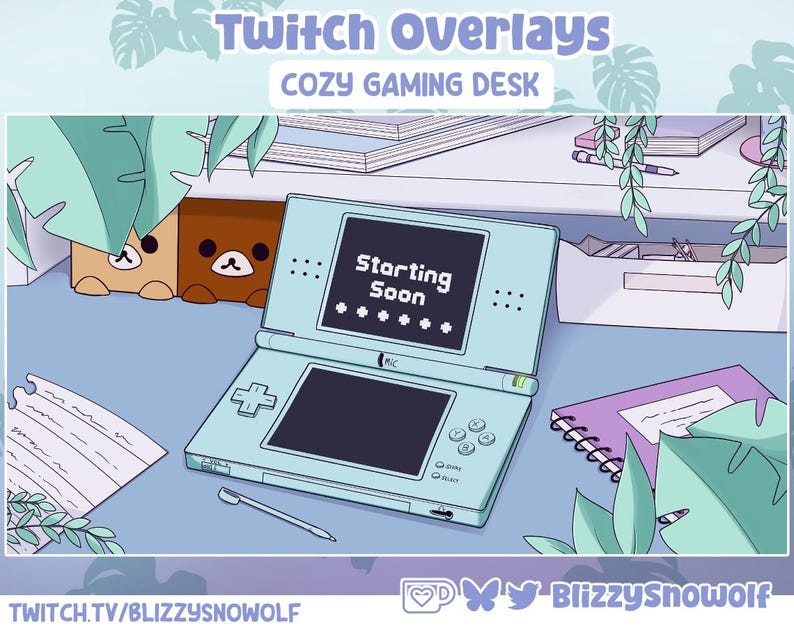 Animated Cozy Gaming Desk Twitch Overlay | Hand-drawn Stream Bundle ...