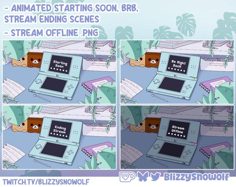 Animated Cozy Gaming Desk Twitch Overlay | Hand-drawn Stream Bundle ...