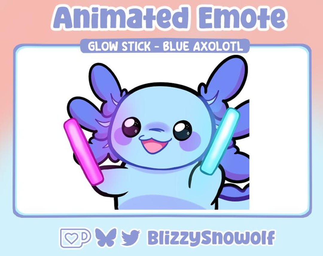 Blue Axolotl Light Stick Glowsticks Emote Animated Gif | Twitch Emote ...