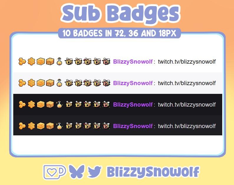 10x Cute Minecraft Bee Sub & Bit Badges | Twitch Graphics | Cute ...