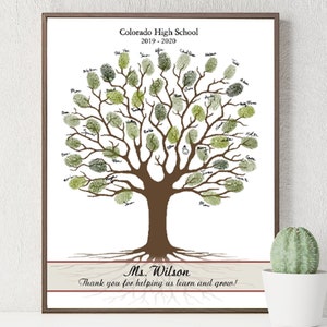 Teacher Appreciation Gift Fingerprint Tree Guest Book Personalized ...