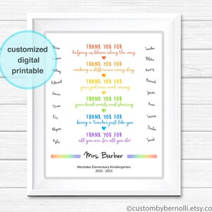 Custom Teacher Gift, Rainbow Teacher Appreciation Gift, End of Year ...