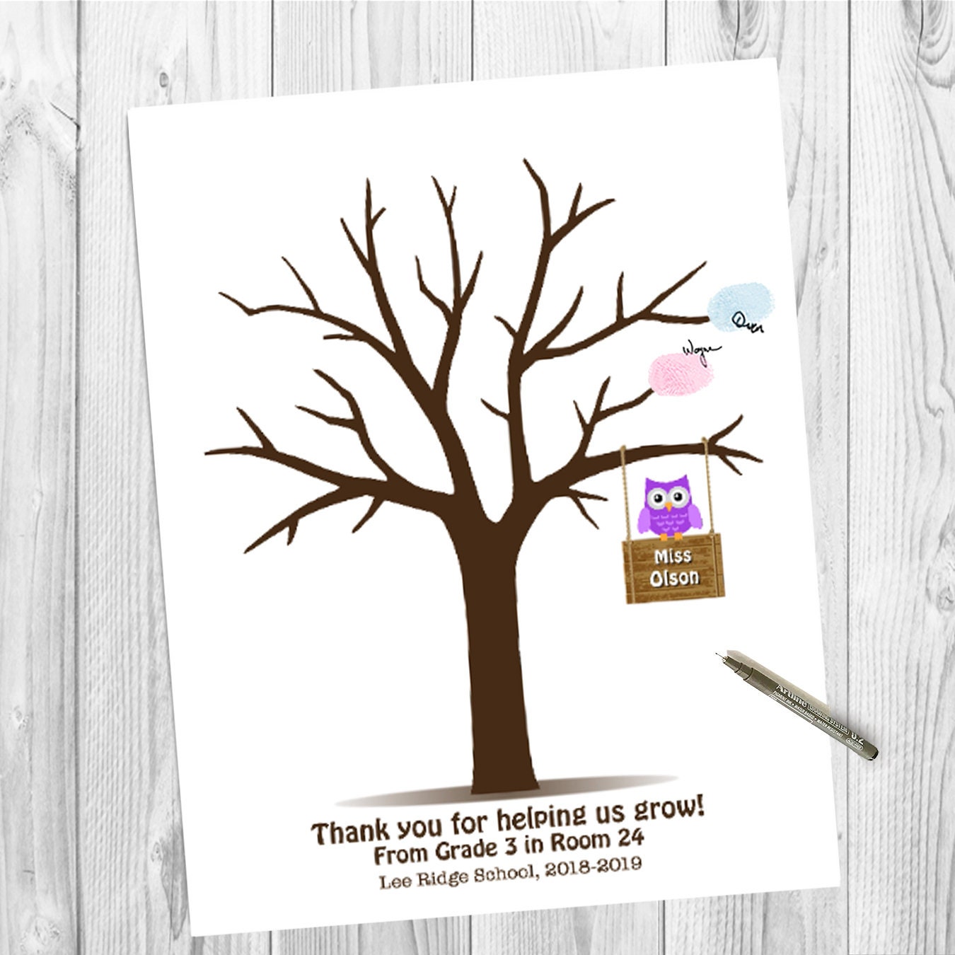 Owl Teacher Appreciation Gift, Personalized Thank You Gift for Teacher ...