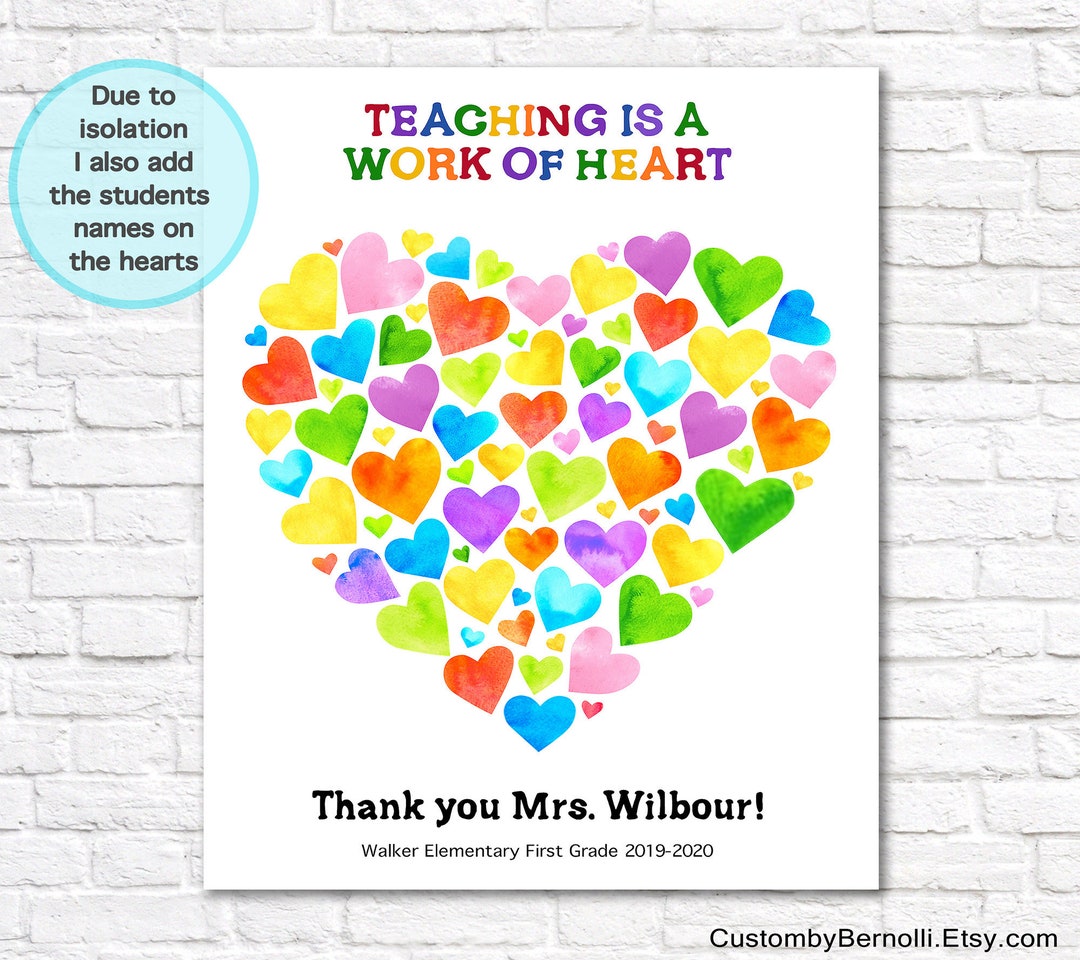 Heart Teacher Appreciation Gift Idea Personalized Gift for Teacher ...
