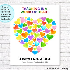 Heart Teacher Appreciation Gift Idea Personalized Gift for Teacher ...