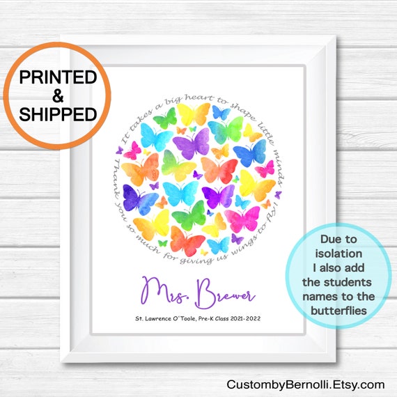 Rainbow Butterfly Teacher Appreciation Gift Personalized | Etsy