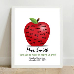 Apple Teacher Gift Class Names, Teacher Appreciation Gift for Teacher ...