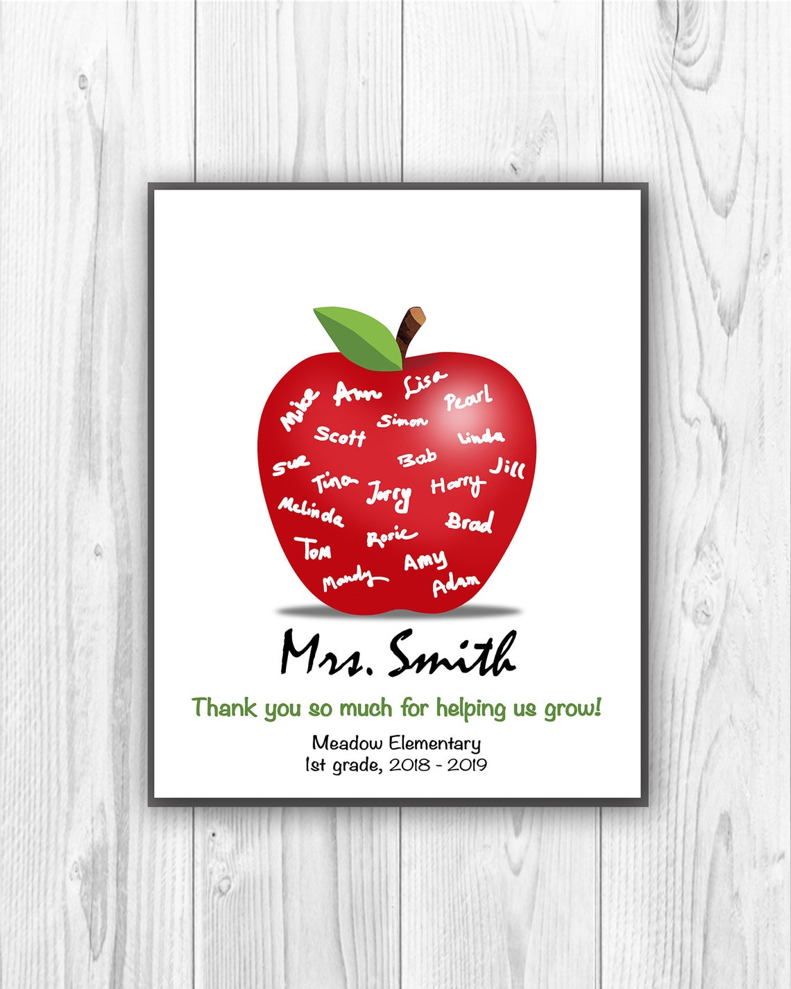 Apple Teacher Gift Class Names Teacher Appreciation Gift for - Etsy