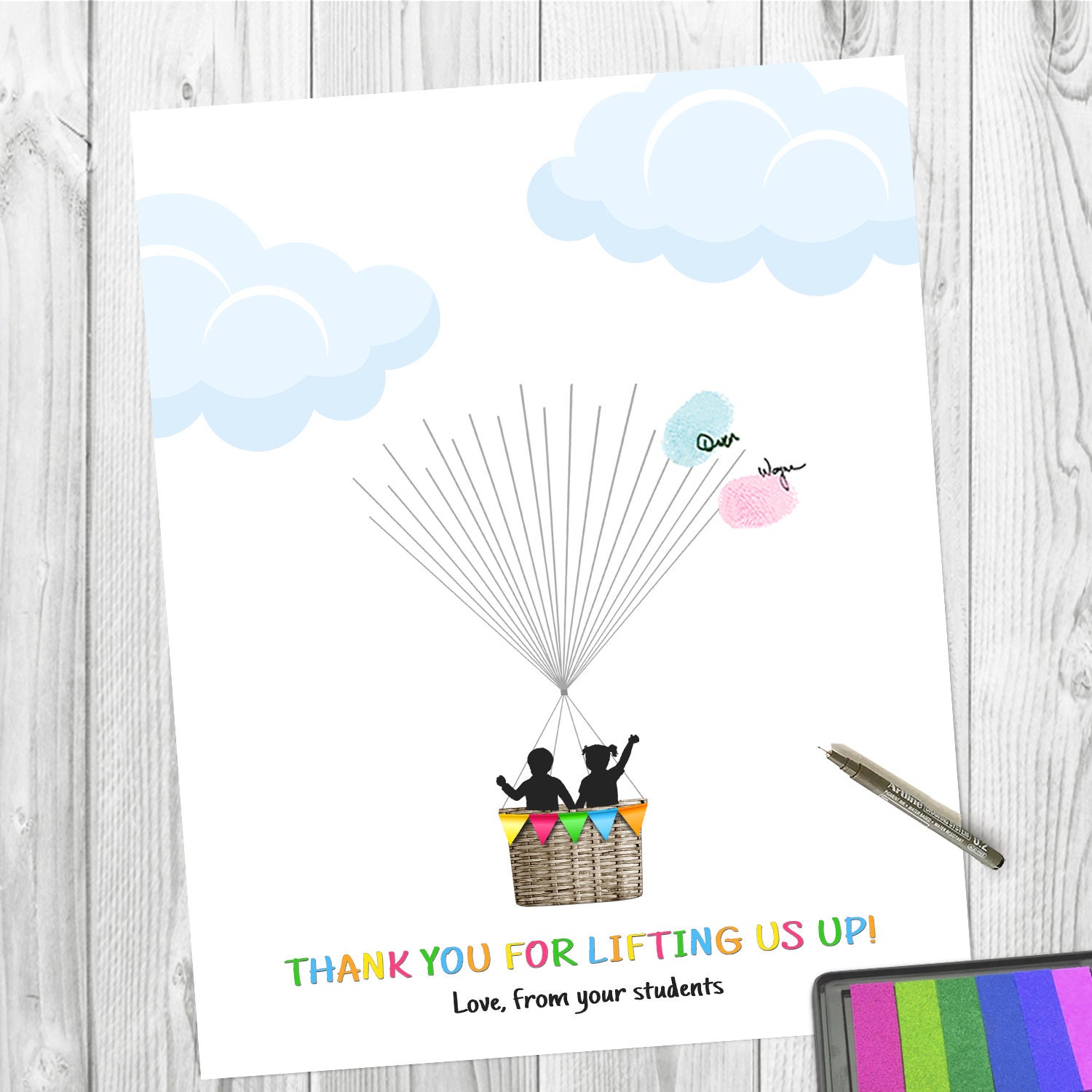 Teacher Appreciation Gift From Student or Class Fingerprint Hot Air ...