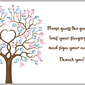 Gender Reveal Tree Twinkle Little Star Heart Fingerprint Guest Book ...