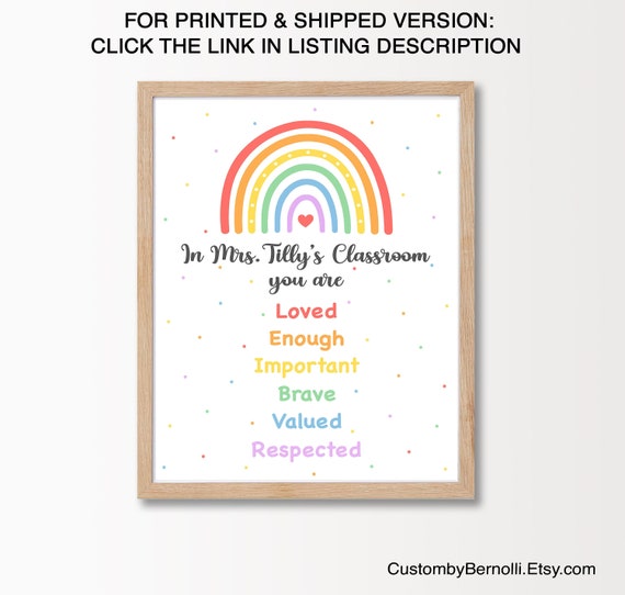 Affiche de classe arc-en-ciel IMPRIMABLE Cadeau personnalisé - Etsy France