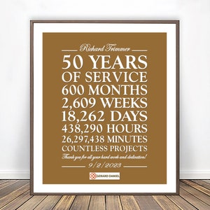Personalized 20 Year Work Anniversary PRINT 20 Years of Service, Thank ...