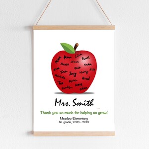 Apple Teacher Gift Class Names, Teacher Appreciation Gift for Teacher ...