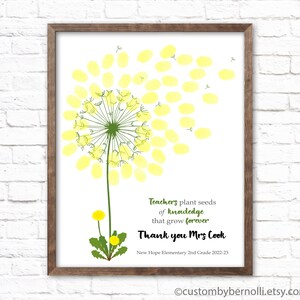 Teacher Appreciation Gift, Teachers Plant Seeds, Fingerprint Dandelion ...
