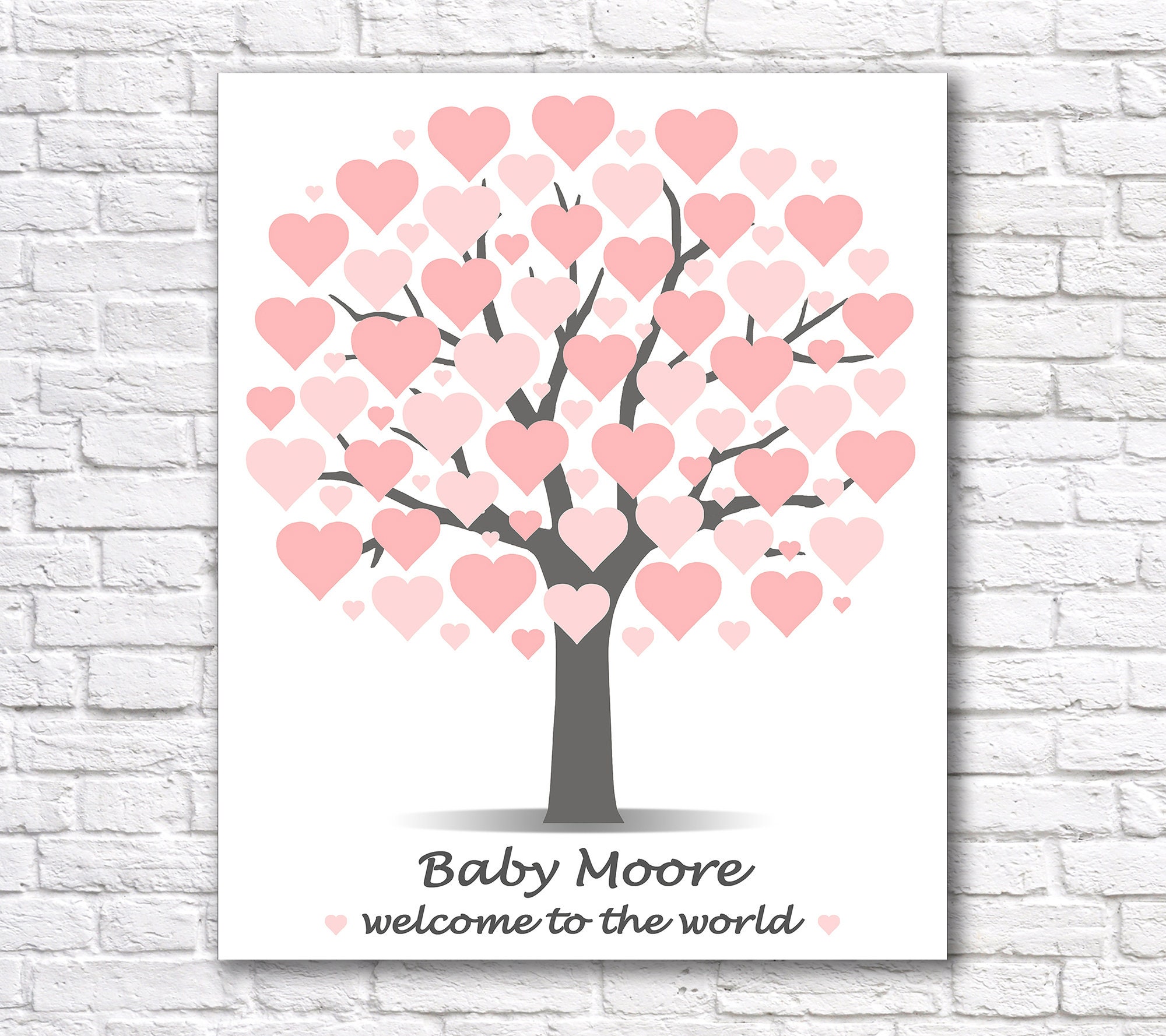 Baby Shower Guest Book Instant Download Pink Guest Tree Sign Editable ...